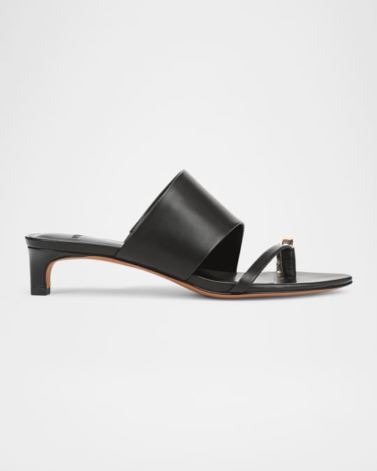 Vince Suzie Leather Kitten-Heel Sandals | Neiman Marcus