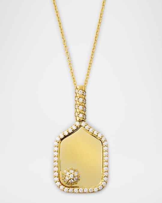 Roberto Coin 18K Yellow Gold Diamond Pickleball Paddle Pendant Necklace ...