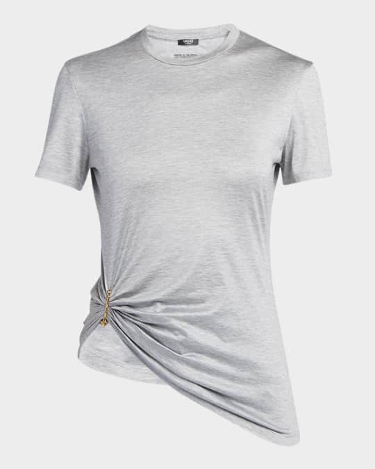 Versace Medusa Pin-Gathered Jersey T-Shirt | Neiman Marcus