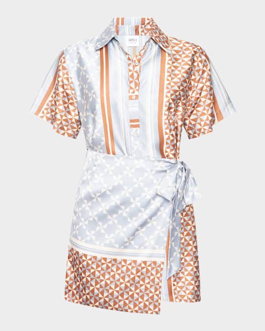 MISA Los Angeles Kezia Wrap Mini Shirtdress | Neiman Marcus