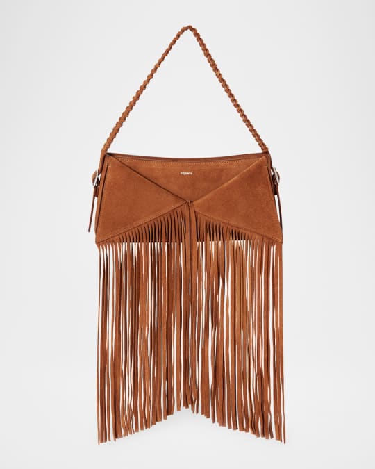 Coperni Belt Fringe Suede Shoulder Bag | Neiman Marcus