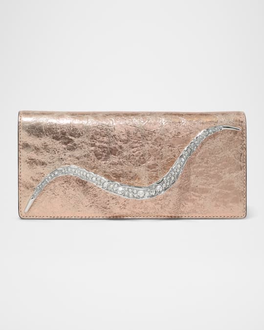 Alexis Bittar Crystal Curve Metallic Leather Clutch Bag | Neiman Marcus