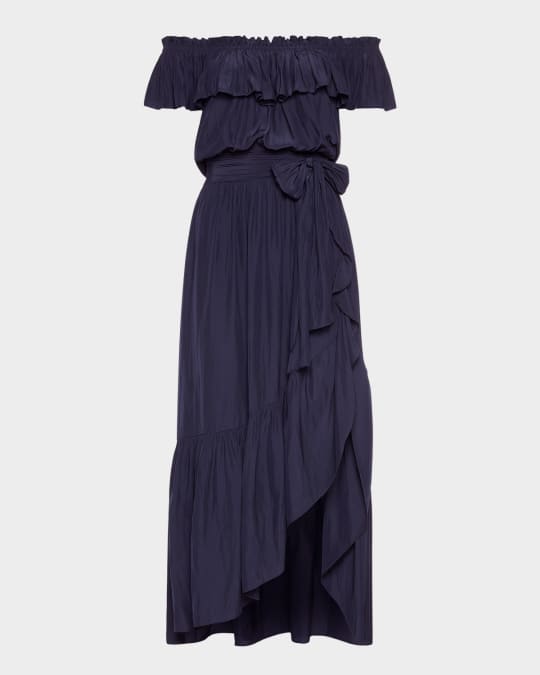 Ramy Brook Gloria Off-Shoulder Midi Dress | Neiman Marcus