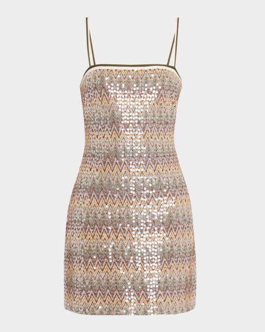 Ramy Brook Ivanna Sequined Chevron Mini Dress | Neiman Marcus