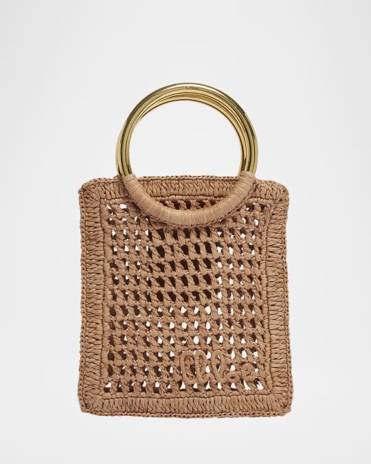 Chloe Summer Banana Top-Handle Bag in Crochet Paper and Leather ...