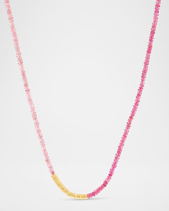 Sheryl Lowe 14K Yellow Gold Light and Dark Pink Tourmaline Skinny Bead ...