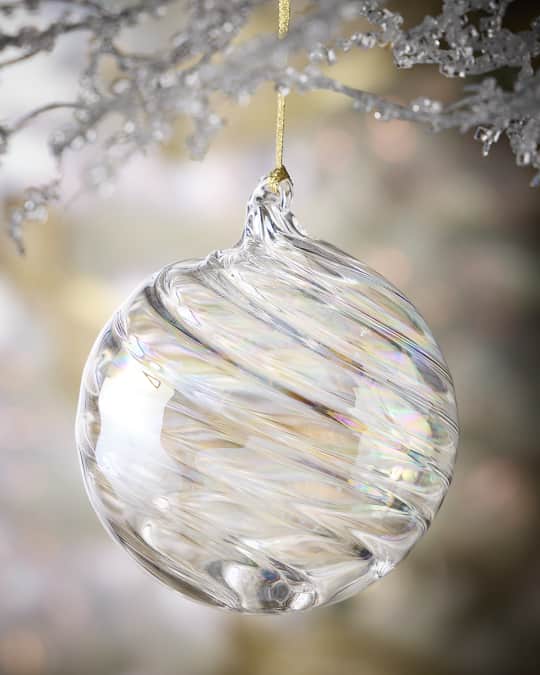 Jim Marvin Winter Swirl Iridescent Ball Ornament | Neiman Marcus