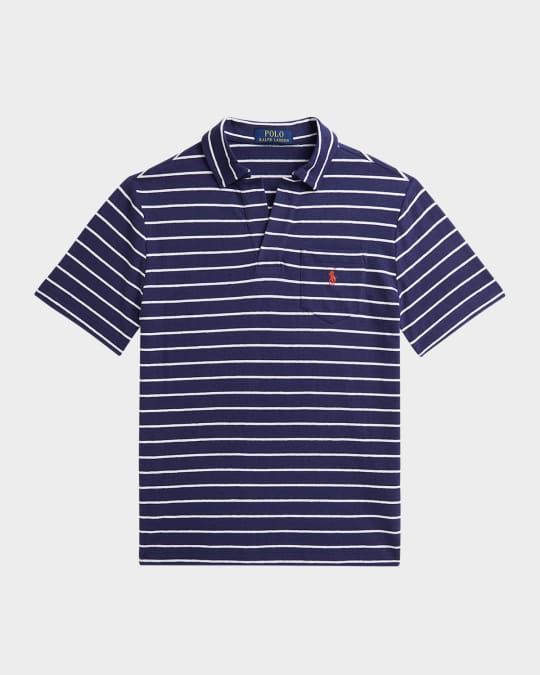 Polo Ralph Lauren Boy's Linen Striped Polo Shirt, Size S-XL | Neiman Marcus