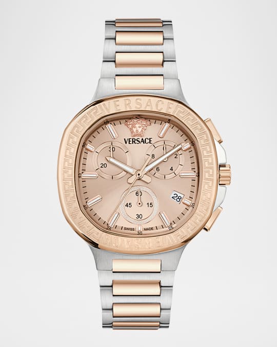 Versace V-Chrono Square 40mm Two Tone Bracelet Watch | Neiman Marcus