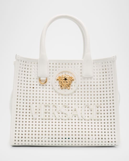 Versace La Medusa Small Cutout Leather Tote Bag | Neiman Marcus