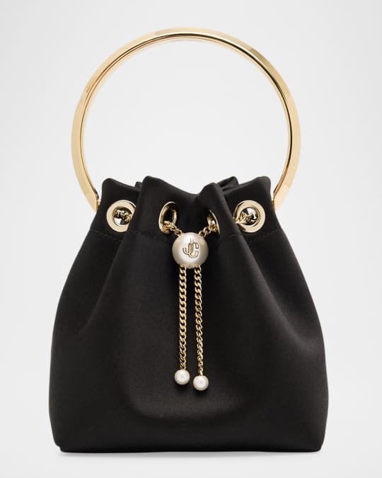 Jimmy Choo Bon Bon Satin Bucket Bag with Metal Handle | Neiman Marcus