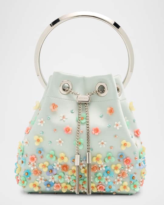 Jimmy Choo Bon Bon Floral Degrade Satin Bucket Bag | Neiman Marcus