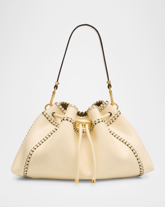 Jimmy Choo Bon Bon Drawstring Printed Leather Bucket Bag | Neiman Marcus