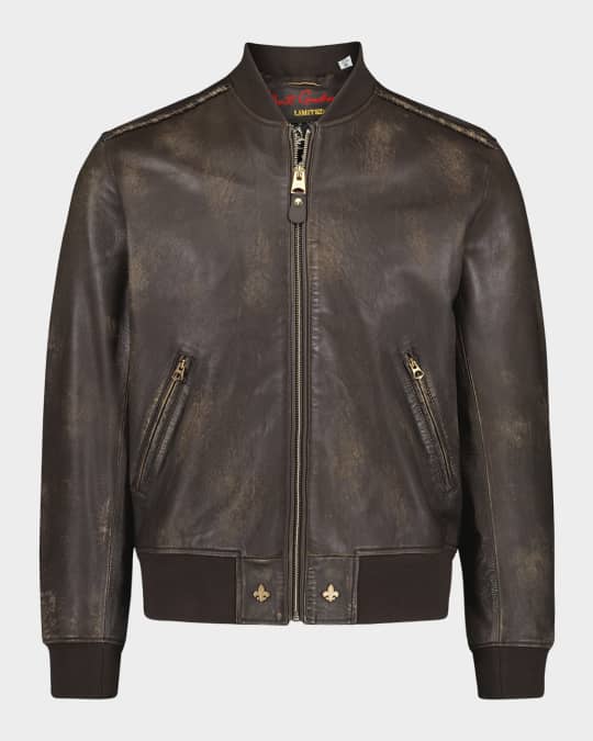 Robert Graham Men's Leather Embroidered-Damask Bomber Jacket | Neiman ...