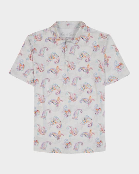 Robert Graham Men's Keltz Paisley Stretch Knit Polo Shirt | Neiman Marcus