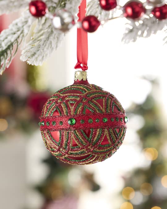 Neiman Marcus Crimson Frost Glass Christmas Ornament | Neiman Marcus