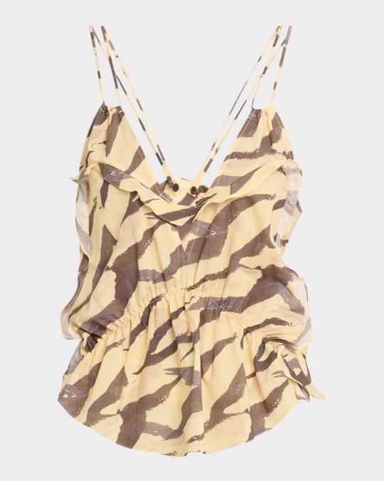 Iro Dariah Tiger-Print Ruffle Top | Neiman Marcus