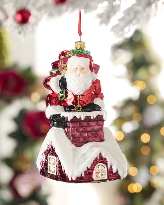 Neiman Marcus Santa on Chimney Christmas Ornament | Neiman Marcus