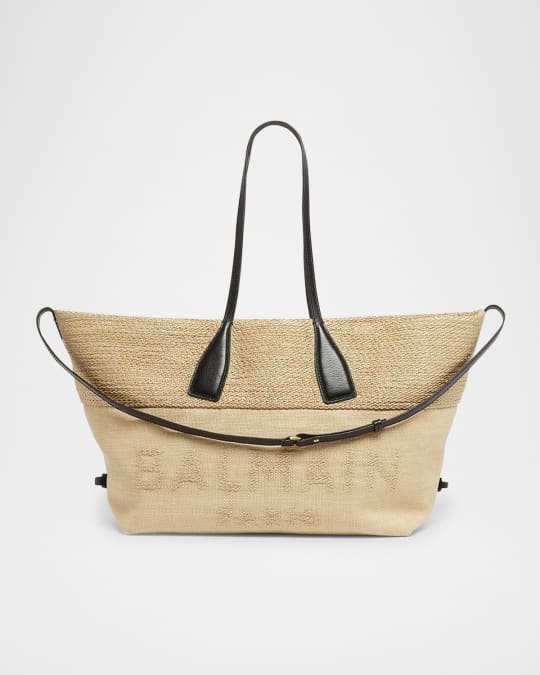 Balmain Track Tote Bag in Jacquard and Calfskin | Neiman Marcus