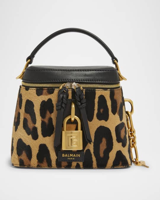 Balmain Pulse Vanity Leopard Top-Handle Bag in Calf Hair | Neiman Marcus