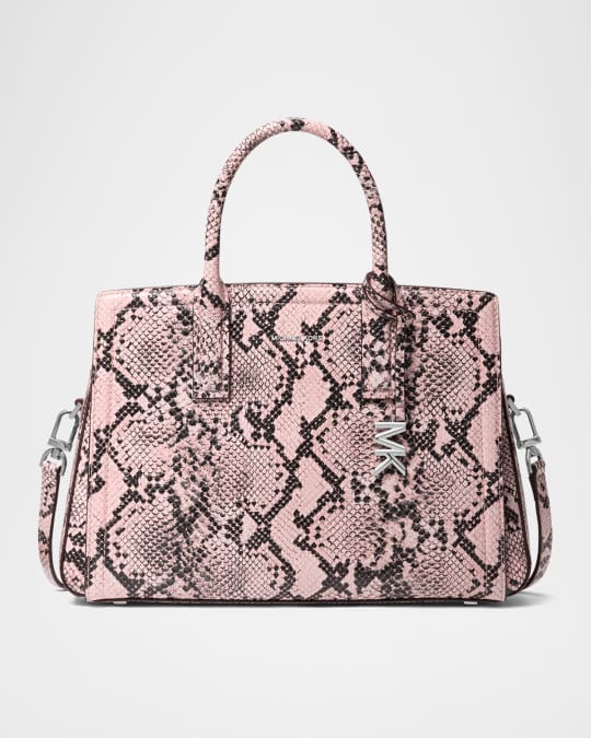 MICHAEL Michael Kors Laila Medium Snake-Print Leather Satchel Bag ...