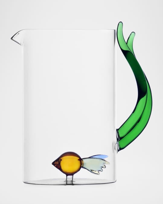 ICHENDORF Animal Farm Fish Pitcher with Seagrass Handle, 50.7 oz ...