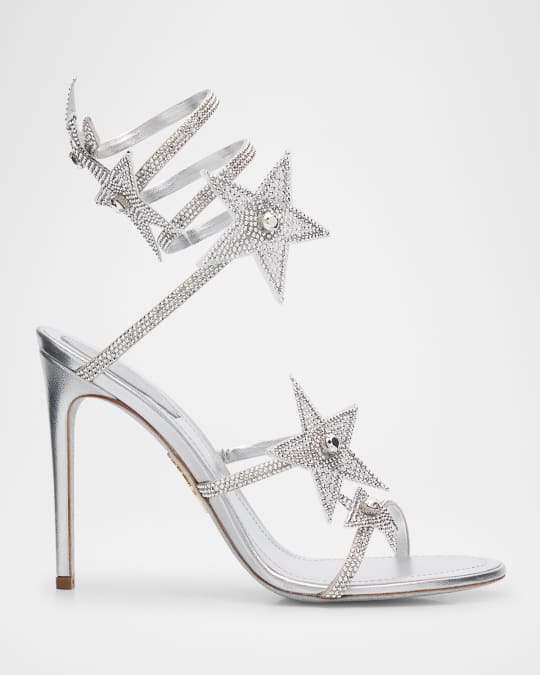 Rene Caovilla Cleo Crystal Star Satin Snake-Wrap Sandals | Neiman Marcus