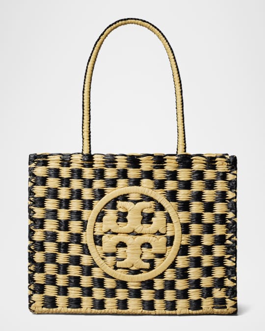 Tory Burch Ella Small Crochet Checkered Tote Bag | Neiman Marcus