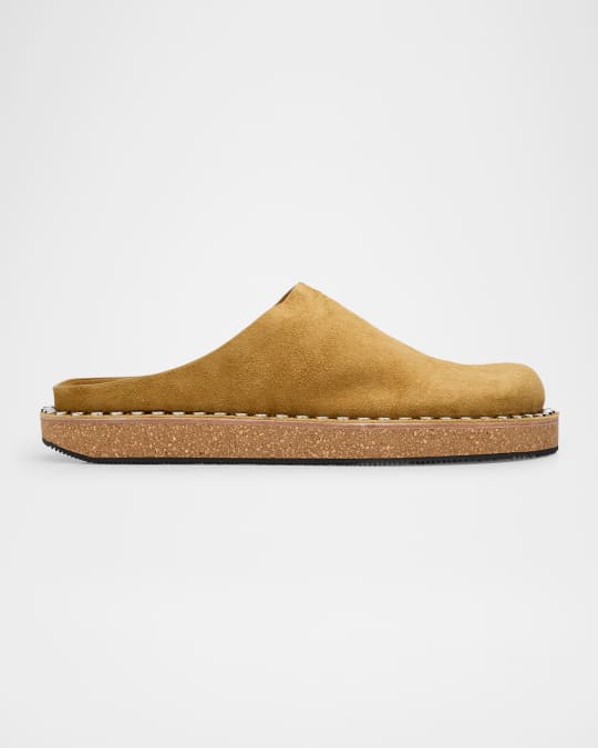 Loewe Men's Rivet Calfskin Suede Mules | Neiman Marcus