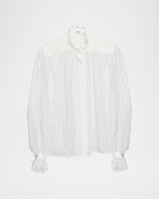 Chloe Tonal Striped Silk Blouse | Neiman Marcus