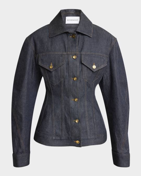 Givenchy Cocoon-Sleeve Waisted Denim Jacket | Neiman Marcus