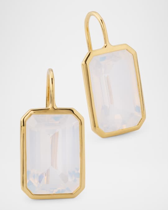 Goshwara Gossip 18K Yellow Gold Moon Quartz Emerald Cut French Wire ...