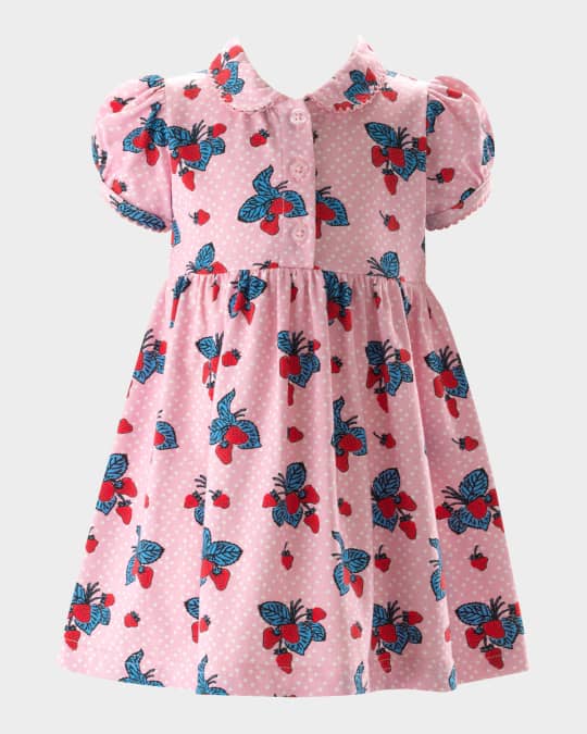 Rachel Riley Girl's Strawberry Jersey Puff-Sleeve Dress, Size 6M-24M ...