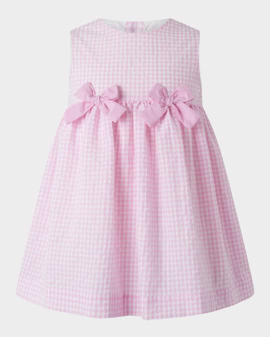 Rachel Riley Girl's Sleeveless Check Bow Dress, Size 2-10 | Neiman Marcus