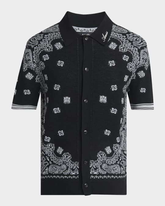 Amiri Men's MA Bandana Knit Short-Sleeve Shirt | Neiman Marcus