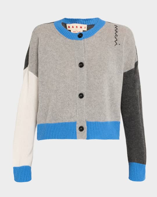 Marni Colorblock Cashmere Crewneck Cardigan | Neiman Marcus