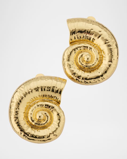 Kenneth Jay Lane Golden Shell Clip-On Earrings | Neiman Marcus