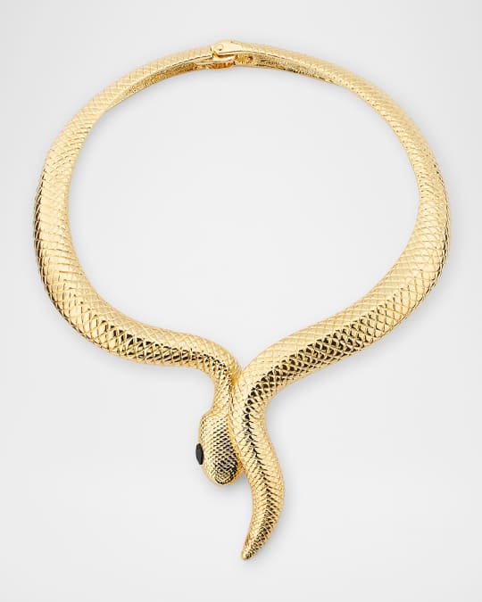 Kenneth Jay Lane Golden Snake Hinge Collar Necklace | Neiman Marcus