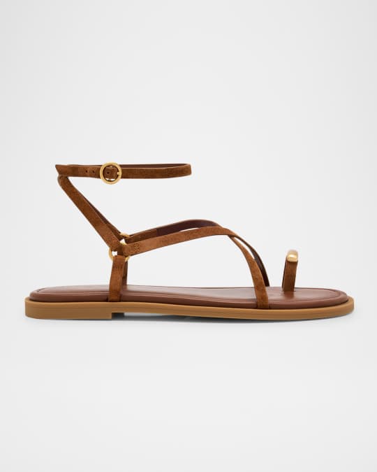 Rag & Bone Suede Geo Strappy Toe-Ring Sandals | Neiman Marcus