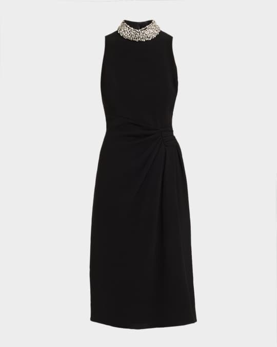 Rickie Freeman for Teri Jon Draped Rhinestone-Embellished Dress ...