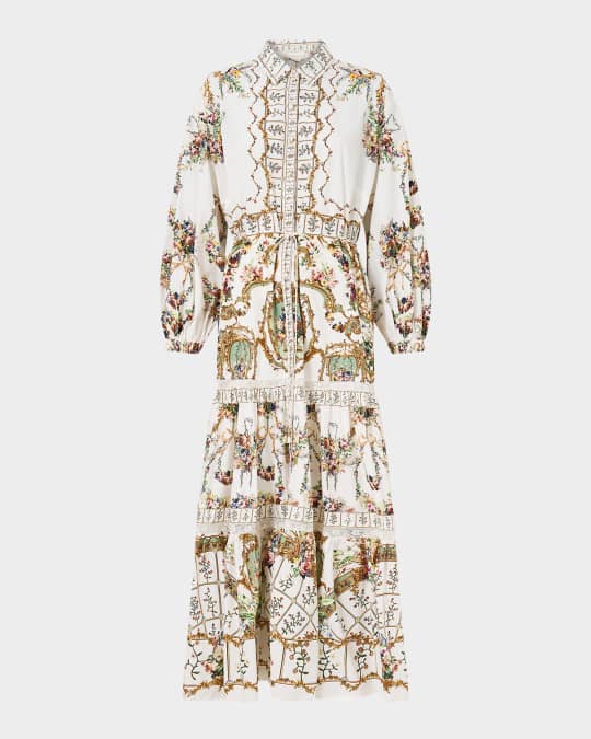 Camilla Dressing Room Drama Tiered Maxi Shirtdress | Neiman Marcus