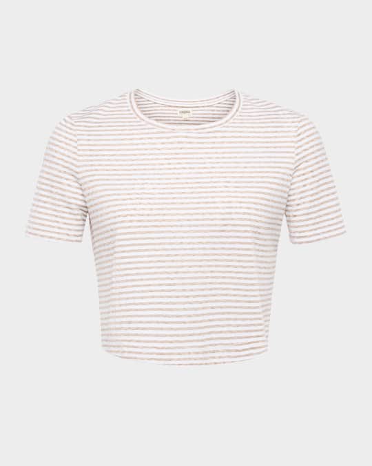 L'Agence Donna Stripe Cropped Tee | Neiman Marcus