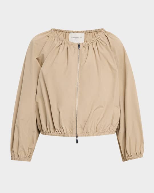 Lafayette 148 New York Cropped Organic Cotton Poplin Bubble Jacket ...