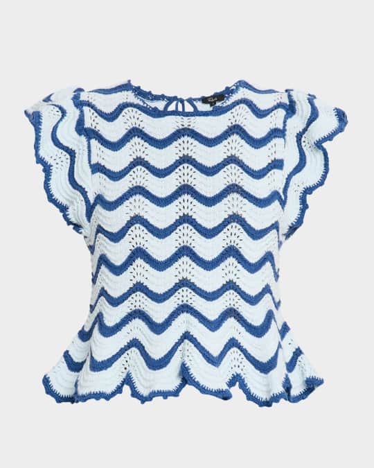 Rails Coen Crochet Flutter-Sleeve Top | Neiman Marcus