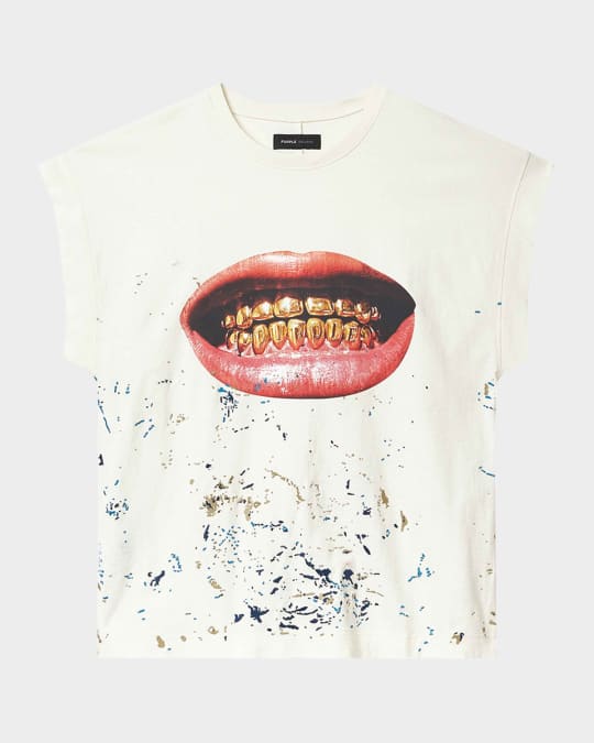 PURPLE Men's Sleeveless Graphic Print Top | Neiman Marcus