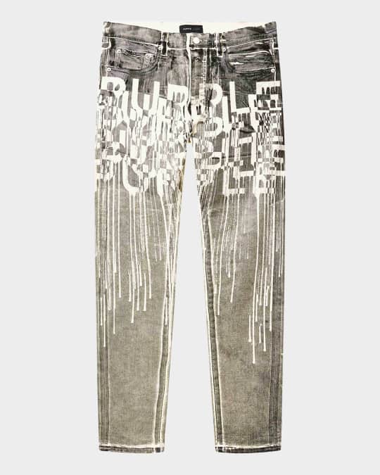 PURPLE Men's Reverse Foil Logo Skinny Jeans | Neiman Marcus