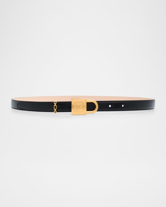 Balmain Sync Narrow Leather Belt | Neiman Marcus