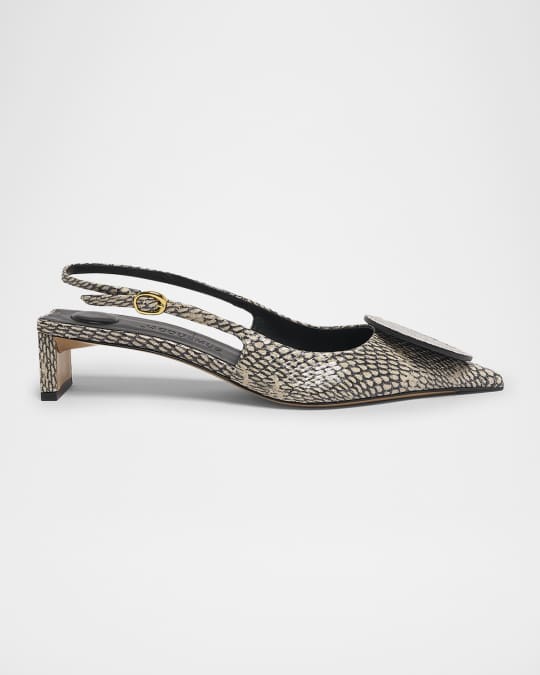 Jacquemus Les Duelo Snake-Effect Slingback Pumps | Neiman Marcus