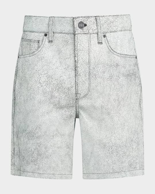 Hudson Men's Clint Cracked Leather Shorts | Neiman Marcus