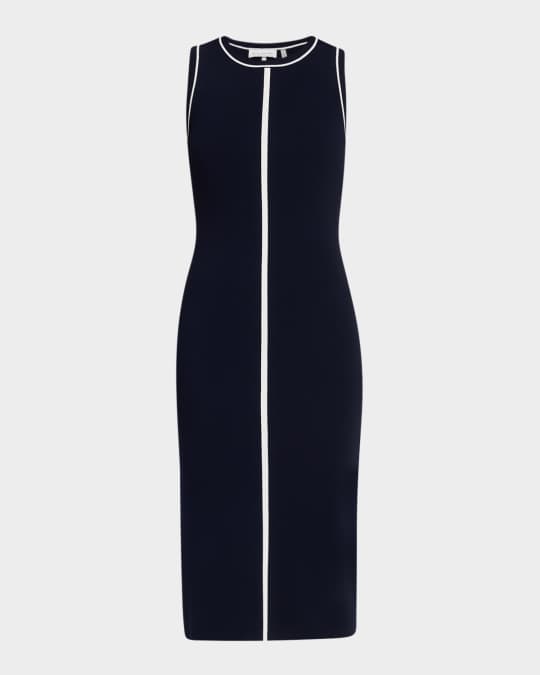 Elie Tahari The Adrianna Contrast-Stripe Midi Sweater Dress | Neiman Marcus